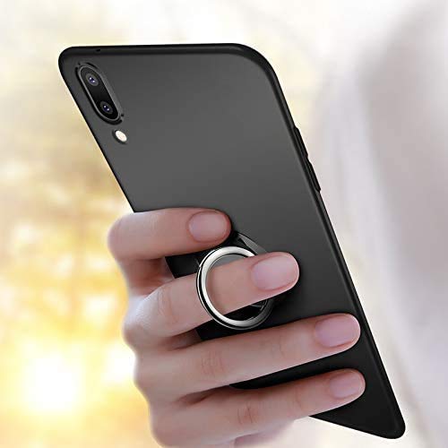 FaDream for Schok Volt SV55 SV55216 Case, Anti-Vibration and Anti-Fall Soft TPU Protective Cover+360 ° Magnetic Rotating Bracket with Tempered Glass Screen Protector (Black)