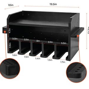 Drill Storage Rack - Cordless Drill Charging Station - Wall Mounted Power Tool Holder - Garage Toolbox Organizer with Screwdriver Organizer and Drill Bit Holder - Natural Wood (Black)