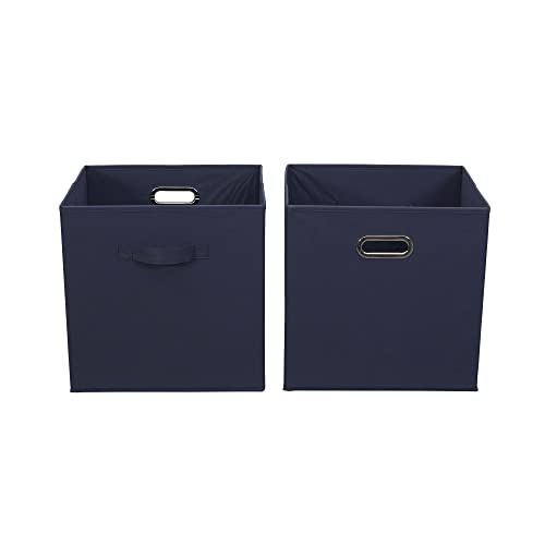 Household Essentials, Navy 2 Pack Open Storage Bins with Dual Handles, 13 x 12 x 13