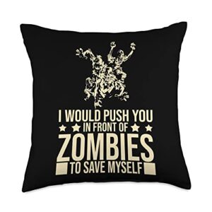 zombie gifts & accessories funny apocalypse survivor-living dead zombies throw pillow, 18x18, multicolor