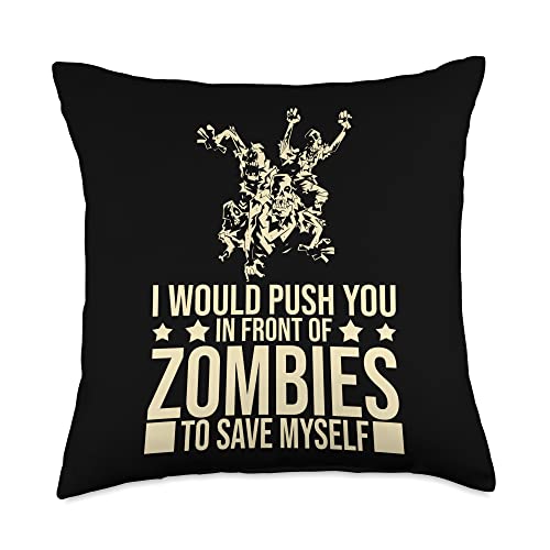 Zombie Gifts & Accessories Funny Apocalypse Survivor-Living Dead Zombies Throw Pillow, 18x18, Multicolor