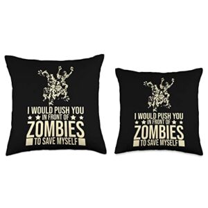 Zombie Gifts & Accessories Funny Apocalypse Survivor-Living Dead Zombies Throw Pillow, 18x18, Multicolor