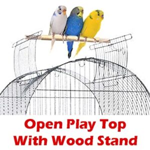 Large 64-Inch Open Dome Roof Top for Parrot Lovebird Cockatiel Cockatiels Parakeets Bird Cage with Removable Stand (20" x 20" x 64"H, Black Vein)