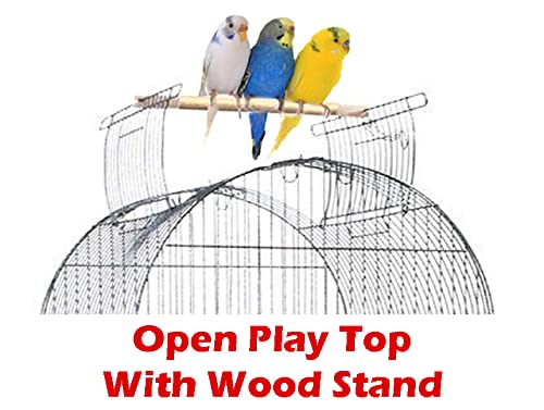 Large 64-Inch Open Dome Roof Top for Parrot Lovebird Cockatiel Cockatiels Parakeets Bird Cage with Removable Stand (20" x 20" x 64"H, Black Vein)