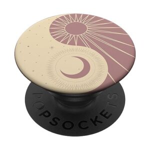 yin yang moon & sun - day & night rosy brown popsockets standard popgrip