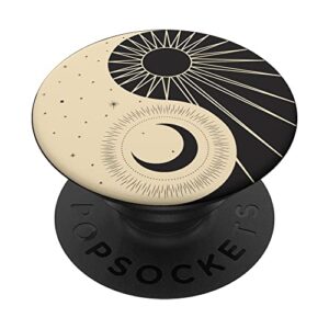 yin yang moon & sun - day & night black popsockets swappable popgrip