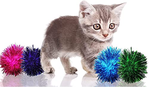 Axe Sickle 20 Pcs 2 Inch Sparkle Ball Cat Toy Interactive Balls Multicolor for Kittens Exercise and Multiple Cats Play and Chase