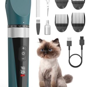 oneisall Grooming Clippers Kit for Matted Long Hair, 5-Speed Cordless Low Noise Pet Hair Clipper Trimmer Shaver for Dogs Cats Animals (Green)