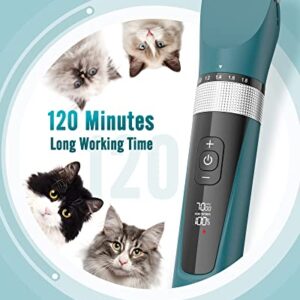 oneisall Grooming Clippers Kit for Matted Long Hair, 5-Speed Cordless Low Noise Pet Hair Clipper Trimmer Shaver for Dogs Cats Animals (Green)