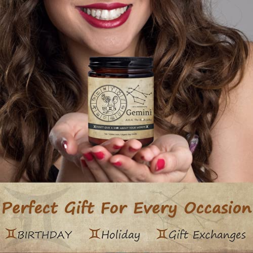 Gemini Astrology Gifts for Women, Don't Give A. Gemini Candle Gifts Decor, May & June Birthday Candles for Sister, Best Friends - Gardenia Scented Candle, 9 OZ