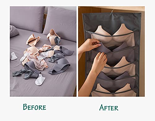 Large Bra holder Organizer Hanging Bra Storage Bra Hanger Especially suitable for sports bra, training bra, socks, baby clothes, shoe,bedroom storage,school dormitory storage(Pink, 1PCS 6+18 Grids)