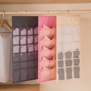 Large Bra holder Organizer Hanging Bra Storage Bra Hanger Especially suitable for sports bra, training bra, socks, baby clothes, shoe,bedroom storage,school dormitory storage(Pink, 1PCS 6+18 Grids)