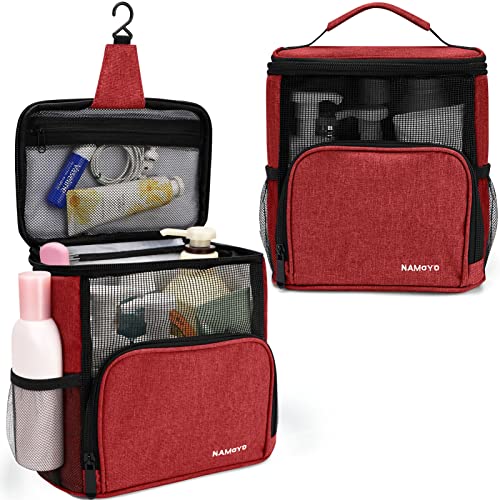 hatisan Portable Shower Caddy Dorm Room Essentials, Shower Caddy College Hanging Mesh Shower Caddy Bathroom Caddy, Shower Bag for College Shower Caddy Tote Traveling Gym Camping (Red)