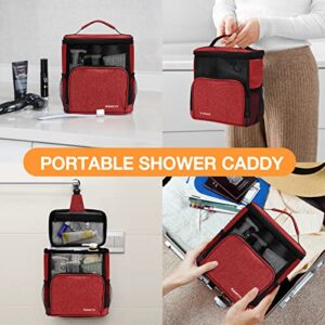 hatisan Portable Shower Caddy Dorm Room Essentials, Shower Caddy College Hanging Mesh Shower Caddy Bathroom Caddy, Shower Bag for College Shower Caddy Tote Traveling Gym Camping (Red)