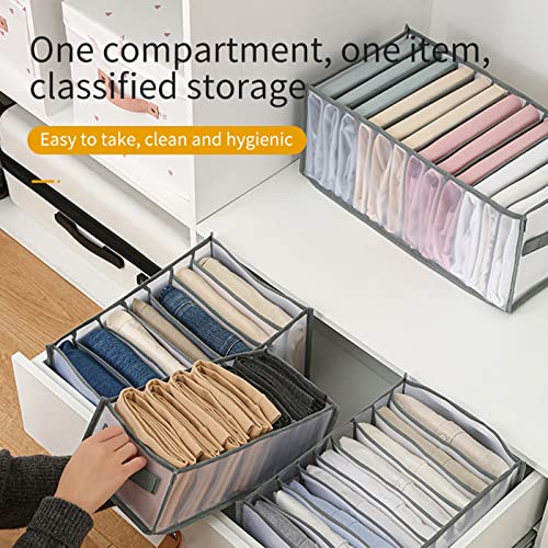 Wardrobe Clothes Organizer, 5 Grids Clothes Organizer for Folded Clothes Washable Foldable Compartments Closet Organizer Portable for Sweater, Sweatshirt, Jeans, Pants, T-Shirts, Trousers.(2PCS Extra Large)