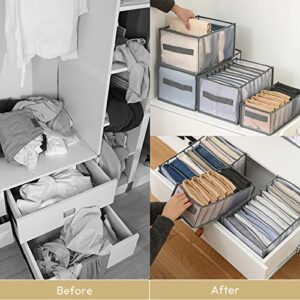 Wardrobe Clothes Organizer, 5 Grids Clothes Organizer for Folded Clothes Washable Foldable Compartments Closet Organizer Portable for Sweater, Sweatshirt, Jeans, Pants, T-Shirts, Trousers.(2PCS Extra Large)