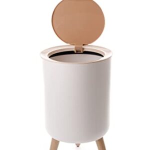 Trash Can | 7 Liter (1.8 Gallon) / 2 Liter (0.5 Gallon) | Push-to-Open Lid | Premium Plastic Wood Grain Nordic Minimalist Modern Waste Basket for Kitchen, Bathroom, Bedroom, Living Room, Office (1.8 Gallon (7L))