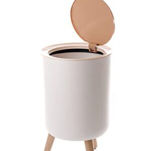 Trash Can | 7 Liter (1.8 Gallon) / 2 Liter (0.5 Gallon) | Push-to-Open Lid | Premium Plastic Wood Grain Nordic Minimalist Modern Waste Basket for Kitchen, Bathroom, Bedroom, Living Room, Office (1.8 Gallon (7L))