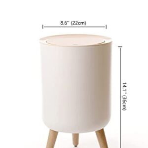 Trash Can | 7 Liter (1.8 Gallon) / 2 Liter (0.5 Gallon) | Push-to-Open Lid | Premium Plastic Wood Grain Nordic Minimalist Modern Waste Basket for Kitchen, Bathroom, Bedroom, Living Room, Office (1.8 Gallon (7L))