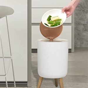 Trash Can | 7 Liter (1.8 Gallon) / 2 Liter (0.5 Gallon) | Push-to-Open Lid | Premium Plastic Wood Grain Nordic Minimalist Modern Waste Basket for Kitchen, Bathroom, Bedroom, Living Room, Office (1.8 Gallon (7L))