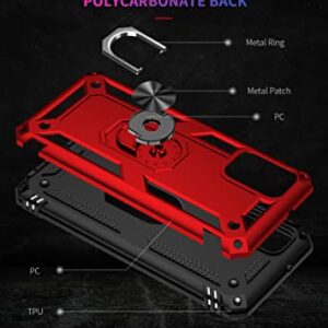 PUSHIMEI for Samsung Galaxy A03S Case with HD Screen Protector (Military Grade 16ft. Drop Tested) Magnetic Ring Holder Kickstand Protective Phone Case for Samsung Galaxy A03S, Red