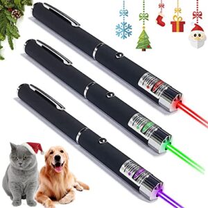 ximibi 3 pcs green red violet long range dot clicker toy pen for indoor interactive teaching, cat toys pointer, puppy kitten lazer toy, bright clicker for dog cat training exercise