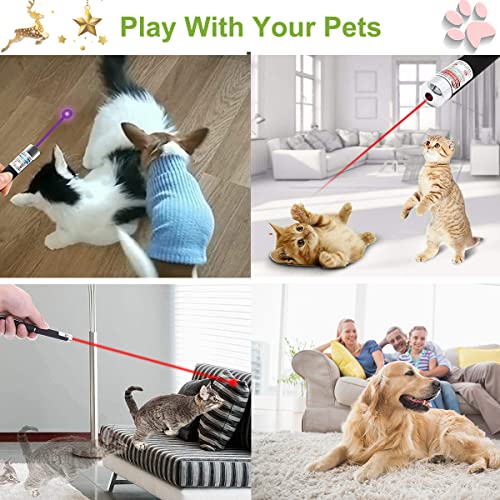 XIMIBI 3 PCS Green Red Violet Long Range Dot Clicker Toy Pen for Indoor Interactive Teaching, Cat Toys Pointer, Puppy Kitten Lazer Toy, Bright Clicker for Dog Cat Training Exercise