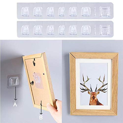 6pcs Adhesive Hooks Heavy Duty Stick on Wall Hooks Water-Proof Rustproof Wall Hooks Adhesive Holders for Hanging Socket, Trash Cans, Toilet Brushes, Flower Pots, Pictures, Photo Frames Clear