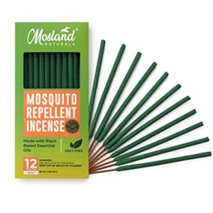 Mosland Naturals Mosquito Repellent Incense Sticks, 12 Large Citronella Incense Sticks Bug Repellent Incense Stick for Outdoor, Camping Mosquito Repellent 3 Hours Protect