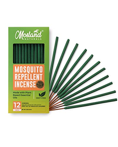 Mosland Naturals Mosquito Repellent Incense Sticks, 12 Large Citronella Incense Sticks Bug Repellent Incense Stick for Outdoor, Camping Mosquito Repellent 3 Hours Protect