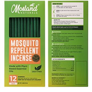 Mosland Naturals Mosquito Repellent Incense Sticks, 12 Large Citronella Incense Sticks Bug Repellent Incense Stick for Outdoor, Camping Mosquito Repellent 3 Hours Protect