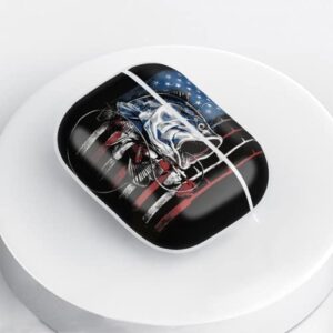 Fishing American Flag USA Bass Fish for AirPods Case Cover for AirPods Pro, Wireless/Wired Charging Protective AirPods Pro Case with Keychain, White