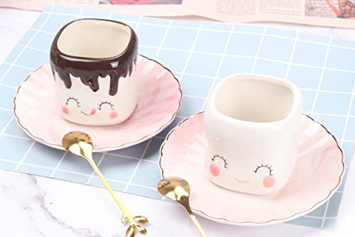 Marshmallow Mugs Set of 4 Cute Marshmallow Cups Cute Mugs for Kids Hot Chocolate Cocoa Mugs Gifts for Kids Women Christmas Mugs Mother's Day Cute Mug 6OZ