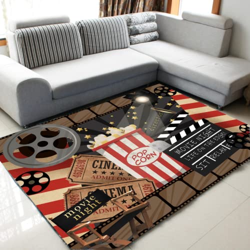 Movie Night Home Theater Film Art Rugs Non-Slip Home Decoration for Bedroom Living Playing Room Kitchen