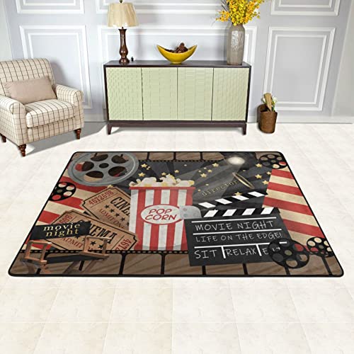 Movie Night Home Theater Film Art Rugs Non-Slip Home Decoration for Bedroom Living Playing Room Kitchen