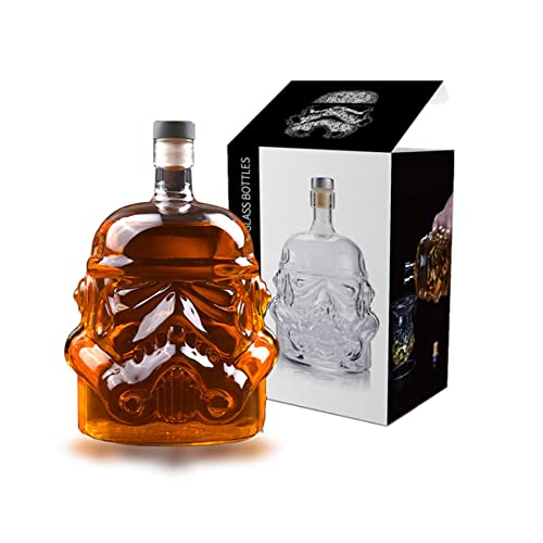 CLKAISHI Whiskey Decanter Glass Bottle Decanter with Lead-free Wine Stopper The Decanter is Fit for Whisky Bourbon Brandy Juice, etc and Can Also be Used as a Handicraft Display, 6.7*4.5*4.3, JP01