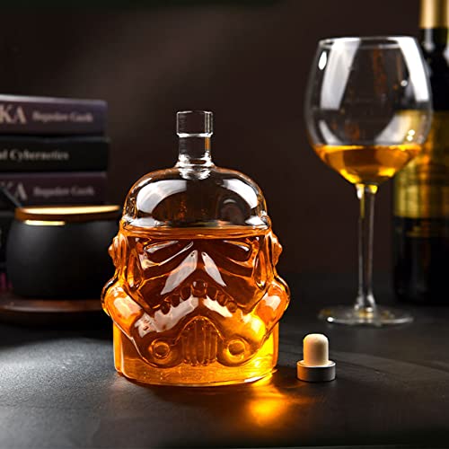 CLKAISHI Whiskey Decanter Glass Bottle Decanter with Lead-free Wine Stopper The Decanter is Fit for Whisky Bourbon Brandy Juice, etc and Can Also be Used as a Handicraft Display, 6.7*4.5*4.3, JP01