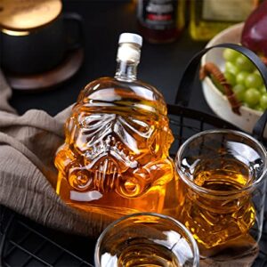 CLKAISHI Whiskey Decanter Glass Bottle Decanter with Lead-free Wine Stopper The Decanter is Fit for Whisky Bourbon Brandy Juice, etc and Can Also be Used as a Handicraft Display, 6.7*4.5*4.3, JP01