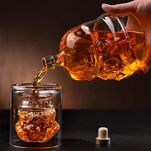 CLKAISHI Whiskey Decanter Glass Bottle Decanter with Lead-free Wine Stopper The Decanter is Fit for Whisky Bourbon Brandy Juice, etc and Can Also be Used as a Handicraft Display, 6.7*4.5*4.3, JP01