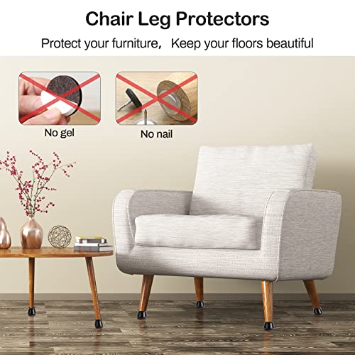 32 Pcs Chair Leg Protectors for Hardwood Floors, Black Silicone Chair Leg Floor Protectors Furniture Leg Caps with Felt Bottom Chair Leg Covers Protect Floors from Scratching Reduce Noise