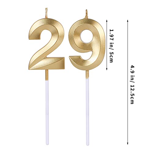 Gold 29th & 92nd Birthday Candles for Cakes, Number 29 92 Candle Cake Topper for Party Anniversary Wedding Celebration Decoration