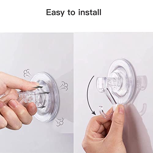 Ayssny Suction Cup Hooks, Large Clear Vacuum Suction Shower Hooks Bathroom Wall Kitchen Hooks for Shower, Reusable Heavy Duty Hooks for Loofah Wreath Hangers Wreath Holders for Front Door Glass Window