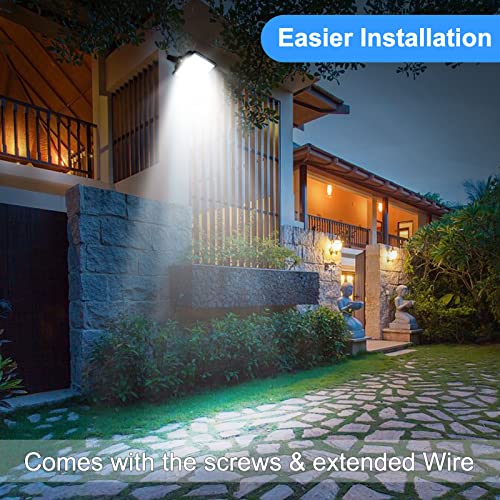 Solar Street Lights 300W Dusk to Dawn Solar Flood Light 35000 Lumens Security Light 6500K Remote Garage Light IP68 Waterproof Commerical Grade Light Sensor for Court,Yard,Garden,Driveway,Parking Lot