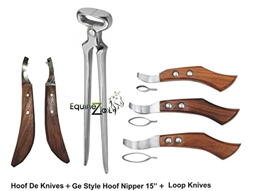 Equinez Tools Hoof Nipper 15" GE Model and Farrier Loop Knives & De Knives Hoof Knife Set