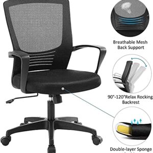 Ergonomic Mesh Office Chair, Home Office Desk Chairs with Adjustable Backrest, High Back Computer Desk Chair with Adjustable Headrest and Flip-Up Arms, Swivel Task Chair (Black)