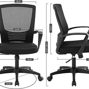 Ergonomic Mesh Office Chair, Home Office Desk Chairs with Adjustable Backrest, High Back Computer Desk Chair with Adjustable Headrest and Flip-Up Arms, Swivel Task Chair (Black)