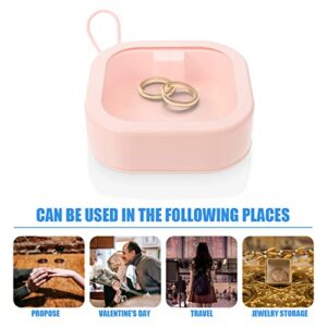 Cabilock Small Travel Jewelry Box Mini Jewelry Case Rings Storage Holder Travel Jewelry Organizer for Hair Ties Earrings Rings Pink (3.78x3.78x1.22 inch)