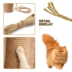 WYOMER 50 Ft Natural Sisal Rope 1/4" Heavy Duty Hemp Rope for Cat Tower and Tree, Cat Scratching Post Replacement, Heavy Duty Jute Twine for Scratching Pad, DIY Projects, Home Decoration