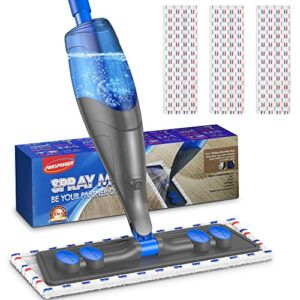 microfiber spray mop for floor cleaning - hardwood floor mop dry wet dust mop with 3 washable reusable microfiber pads 635ml refillable bottle, kitchen mop for wood laminate hardwood tile