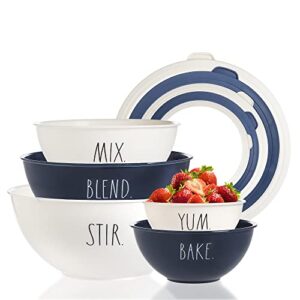 rae dunn mixing bowls with lids - 10 piece plastic nesting bowls set includes 5 prep bowls and 5 lids